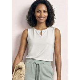 Street One Damen Shirttopsanftes wei&szlig;, Gr. 38, unifarben, Jersey, Obermaterial: 95% Viskose, 5% Elasthan, Tops, U-Boot-Ausschnitt mit Cut-Out-Detail