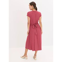 bonprix Damen Midikleidabendrot, wei&szlig; gepunktet, Gr. 48, Obermaterial: 95% Viskose, 5% Elasthan, Kleider, aus Viskose und Elasthan, Wickeloptik mit