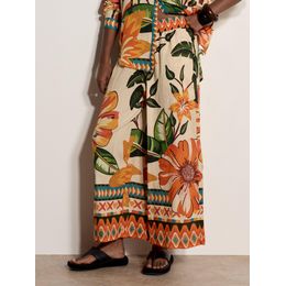 Apricot Damen Culotte "Culotte mit tropischem Blumenmuster", beige, Gr. 34, gemustert, gewebt, Obermaterial: 55% Viskose CV. 35% Baumwolle CO. 10%
