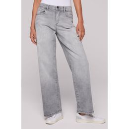 SOCCX Damen Regular-fit-Jeans, grau, Gr. 30, Abriebeffekte, Denim/Jeans, Material: 98% Baumwolle, 2% Elasthan, Zusatz: Enth&auml;lt nichttextile Teile