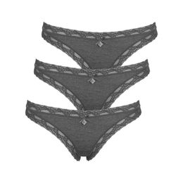 like it! LIKE IT Damen String "3er Pack Damen String Kim", Gr. L, grau, Stoff, Obermaterial: 95% Modal CMD. 5% Elasthan EL., Unterhosen