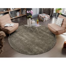 Hochflor-Teppich, H:45mm &Oslash;:120cm, grau, OCI DIE TEPPICHMARKE, Obermaterial: 100% Polypropylen, Teppiche, "MONTIS", uni, Langflor, Shaggy, auch in