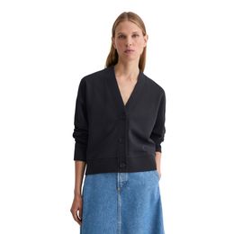 Marc O'Polo MARC O'POLO Damen Sweatjacke "mit Rippstrick-Bund", schwarz, Gr. XL, unifarben, Obermaterial: 100% Baumwolle, Sweatjacken