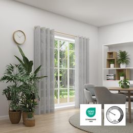 Neutex for you! Vorhang NEUTEX FOR YOU, B:142cm H:245cm, grau, Polyester, Wohnzimmer, Gardinen, "RAYA", Grafische Linienstruktur