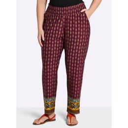 sheego Damen Jerseyhose, bunt, Gr. 54, Paisley, gemustert, mehrfarbig, 95% Viskose, 5% Elasthan, Hosen