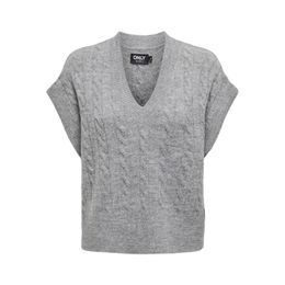 Only Damen Kurzarmpullover "ONLMELODY VEST KNT"medium grau melange, Gr. S, unifarben, Strick, Obermaterial: 62% Polyacryl, 24% Nylon, 10% Polyester,