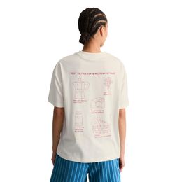 Marc O'Polo Damen T-Shirtsilky wei&szlig;, Gr. XL, MARC O'POLO DENIM, Jersey, Obermaterial: 100% Baumwolle, Shirts, relaxed mit R&uuml;ckenprint