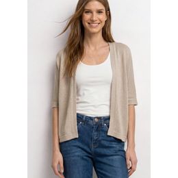 Street One Damen Strickjacke, beige, Gr. 46, unifarben, Strick, Obermaterial: 53% Polyester, 46% Viskose, 1% metallisierte Fasern, Strickjacken,