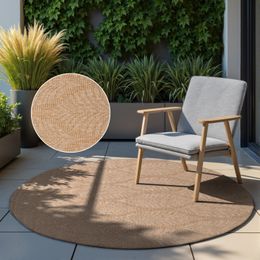 Outdoorteppich Hanse Home, H:5mm &Oslash;:160cm, wei&szlig;, Polypropylen, Teppiche, "Liora Wendeteppich", In und Outdoor, Flachgewebe, wetterfest, pflegeleicht,