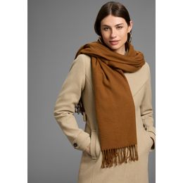Laura Scott Damen Schal, braun, unifarben, Web, Kunstfaser, Modet&uuml;cher, mit modischen Fransen in klassischen Unifarben