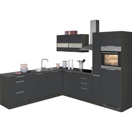 Winkelk&uuml;che KOCHSTATION, B:240cm T:60cm, grau, Komplettk&uuml;chen-Sets, "KS-Luhe", Stellbreite 240x270 cm, wahlweise mit oder ohne E-Ger&auml;ten, MDF-Fronten