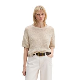Marc O'Polo MARC O'POLO Damen Strickpullover "aus B&auml;ndchengarn"grau silk, Gr. M, unifarben, Obermaterial: 70% Baumwolle, 30% Polyester, Pullover
