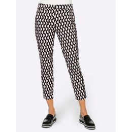 Damen Webhose, schwarz, Gr. 34, RICK CARDONA BY Heine, gemustert, gepunktet, 97% Baumwolle, 3% Elasthan, Hosen