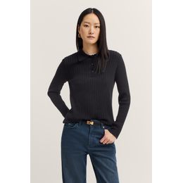 Bugatti Damen Polokragenpullover "Kaschmir-Mix", schwarz, Gr. L, unifarben, 40% Wolle, 30% Viskose, 20% Polyamid, 10% Kaschmir, Pullover, aus