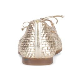 Gabor Damen Ballerina, Gr. 38,5champagner, Ziegenleder, Flechtoptik, metallic, Schuhe, Sommerschuh in modischer Flecht- und Metallicoptik
