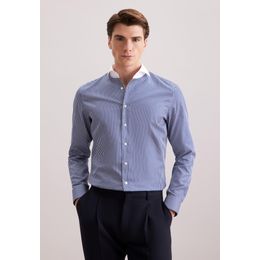 Seidensticker Herren Businesshemd "Schwarze Rose", blau, Gr. 43, gestreift, 100% Baumwolle, Hemden, Slim 1/1 Haifischkragen Gestreift