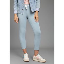 Kangaroos Damen Jogginghose, blau, Gr. 36, kontrastfarbene Details, unifarben, Sweatware, Obermaterial: 95% Baumwolle, 5% Elasthan, Hosen, mit