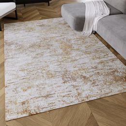 Teppich Esprit, B:80cm H:12mm L:150cm, beige, Polyester, Wohnzimmer, Teppiche, "Feel Vintage", Kurzflorteppich, gewebt, Vintage, retro, edel,