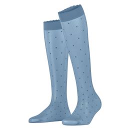 Falke Damen Kniestr&uuml;mpfe "Dot", Gr. 39, blau, Obermaterial: 92% Polyamid PA. 8% Elasthan EL., matt, Socken