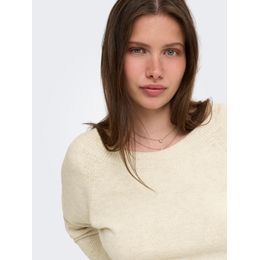 Only Damen Strickpullover "ONLRENE LS V-NECK REVERSIBEL KNT NOOS", beige, Gr. XXL, meliert, Strick, Obermaterial: 65% Polyester, 13% Nylon, 13%