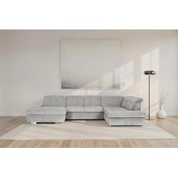 Wohnlandschaft DIE PLANBAR, B:382cm H:84cm T:260cm, grau, 88% Polyester, 12% Polyamid, Sofas, "MP-IN17004 U-Form, Breite 382 cm, mit