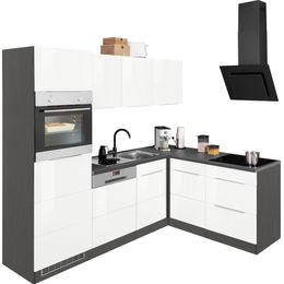 Winkelk&uuml;che KOCHSTATION, B:230cm H:200cm T:60cm, wei&szlig;, Komplettk&uuml;chen-Sets, "KS-Brindisi Stellbreite 230/170 cm", wahlweise mit E-Ger&auml;ten und
