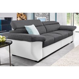 2,5-Sitzer COTTA, B:214cm H:74cm T:103cm, grau, Kunstleder SOFTLUX / Luxus-Microfaser (100% Polyester);Flachgewebe (100% Polyester) / Struktur fein (