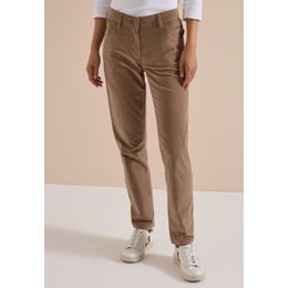 Cecil Damen 5-Pocket-Hose, braun, Gr. 33, unifarben, Web, 98% Baumwolle, 2% Elasthan, Hosen, in Cord-Optik