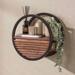 Pharao24.de Wandregal Echtholz Regal in runder Form im Industry und Loft Stil
