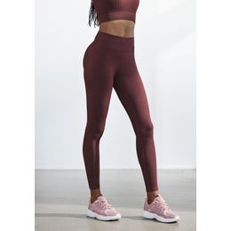 Lascana Damen Seamless Leggings "Po Push Up", rot, Gr. XS, unifarben, Rippware, Obermaterial: 91% Polyamid, 8% Elasthan, 1% Polyester, Hosen, mit