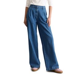 Marc O'Polo Damen Weite Jeans "Model Tomma", blau, Gr. 31, MARC O'POLO DENIM, Denim/Jeans, Obermaterial: 100% Baumwolle, Jeans, High Pleated Waist, Wide Leg