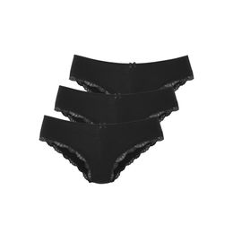 Lascana Damen Slip, Gr. 40, schwarz, Obermaterial: 95% Baumwolle, 5% Elasthan. Spitze: 87% Polyamid, 13% Elasthan, unifarben, Unterhosen, aus