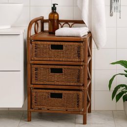 Pharao24.de Standregal Badregal aus Rattan in Dunkelbraun
