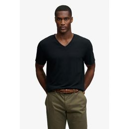 Superdry Herren Rundhalsshirt "CLASSIC COTTON LINEN VEE", schwarz, Gr. XXL, unifarben, Single Jersey, Obermaterial: 80% Baumwolle, 20% Leinen,