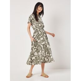 Apricot Damen Druckkleid "Geo Grecian Shirt Midi Dress", gr&uuml;n, Gr. 34, gemustert, Obermaterial: 100% Viskose CV., Kleider, mit Smokband