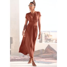 Lascana Damen Midikleid "mit Rei&szlig;verschluss am Ausschnitt und Tailleneinsatz", orange, Gr. 38, unifarben, Jersey, Obermaterial: 100% Viskose,