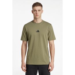 Herren T-Shirt "ESSENTIALS SMALL LOGO SINGLE JERSEY", gr&uuml;n, Gr. S, adidas Sportswear, Obermaterial: 100% Baumwolle, Shirts, sportliches Kurzarmshirt,