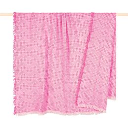 Wohndecke Pad, B:130cm L:170cm, rosa, Mischgewebe, Wohndecken, "Waffle", Made in Europe, Waffelpique, reine Baumwolle, mit Fransen, 130x170 cm
