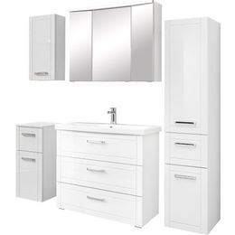 Badm&ouml;bel-Set SAPHIR, B:160cm H:200cm T:45cm, wei&szlig;, Spanplatte, Kastenm&ouml;bel-Sets, "Serie 3007,6-teilig, mit T&uuml;rd&auml;mpfer", Badezimmer-Set mit
