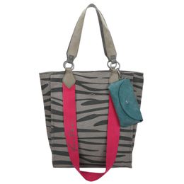 Damen Schultertasche "Izzy02", Fritzi aus Preussen, grau, 55% Baumwolle, 45% Polyester, Taschen, mit Zebra-Muster