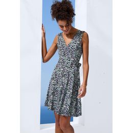 Vivance Damen Jerseykleidlila, t&uuml;rkis, creme gebl&uuml;mt, Gr. 38, bedruckt, gebl&uuml;mt, Jersey, Obermaterial: 95% Viskose, 5% Elasthan, Kleider, mit