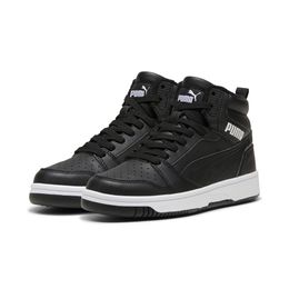 Puma M&auml;dchen Winterboots "REBOUND V6 MID WTR JR", Gr. 37,5, schwarz-wei&szlig;, Synthetik, Schuhe, gef&uuml;ttert