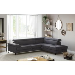 Ecksofa OTTO HOME, B:286cm T:236cm, grau, 100% Polyester (PES), Wohnzimmer, Sofas, "Astra L-Form, B: 286 cm", mit Kopfteilverstellung, optional