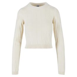 Urban Classics Damen Rundhalspullover "Urban Classics Damen Ladies Check Knit Sweater", wei&szlig;, Gr. 5XL, unifarben, 60% Baumwolle, 40% Polyacryl,