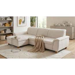 Ecksofa OTTO HOME, B:279cm H:81cm T:162cm, beige, 100% Polyester, Wohnzimmer, Sofas, "Egedal 279 x 162 cm, auch mit Schlaffunktion & Bettkasten,