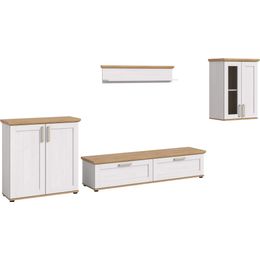 Wohnwand Home Affaire, B:336cm H:161cm T:40cm, wei&szlig;, Wohnzimmer, Kastenm&ouml;bel-Sets, "Cosenza", Cosenza, Breite: 336 cm,Vitrine,Highboard,Lowboard,