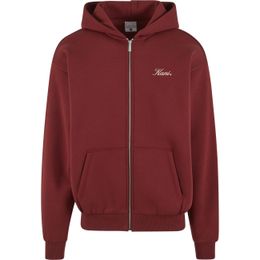 Karl Kani Herren Sweatjacke "Karl Kani Kani Script Emblem Zip Hoodie", rot, Gr. M, 65% Baumwolle, 35% Polyester, Sweatjacken