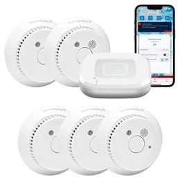 homematic IP Smart-Home-Zubeh&ouml;r "Starter Set Rauchwarnmelder - Rauchmelder 5 R&auml;ume", B:31cm H:12cm T:37cm, wei&szlig;, Smart-Home-Stationen