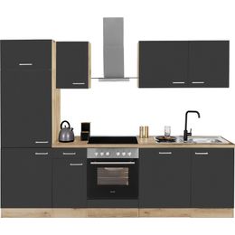 K&uuml;chenzeile Optifit, B:270cm H:207cm T:60cm, grau, Komplettk&uuml;chen-Sets, "Iver Breite 270 cm", mit Hanseatic E-Ger&auml;ten, wahlweise mit Geschirrsp&uuml;ler