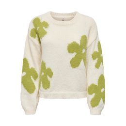 Only Damen Strickpullover "ONLBOOTLE LIFE LS FLOWER O-NECK KNT"baby's breath detail:camping gear, Gr. M, gemustert, Strick, Obermaterial: 100%